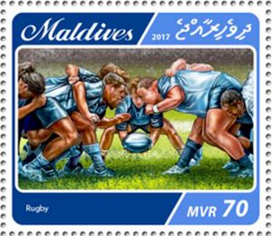 Stamp: Rugby game scene (Maldives(Rugby (2017)) Mi:MV 6932