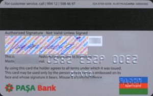 Tarjeta de Banco: Pasha Bank, Mastercard (Pasha Bank, AzerbaiyánCol:AZ ...