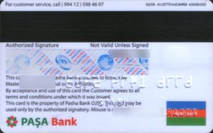 Bank Card: Pasha Bank, Maestro (Pasha Bank, AzerbaijanCol:AZ-MS-0002