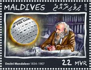 Stamp: Dmitri Mendeleev (1834–1907) (Maldives(Dmitri Mendeleev, 100th ...