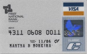 Bank Card: Visa Classic (First National Bank Louisville, United States ...