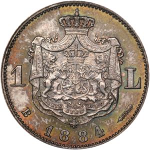 Moneda: 1 Leu (Rumanía(1881~1914 - Kingdom (Carol I)) WCC:km22