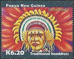 Stamp: Mekeo traditional headdress, Central Province (Papua New Guinea ...