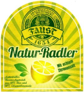 Drink Label: Faust Radler (Brauerei Faust OHG, Germany, Federal ...