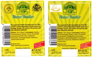 Drink Label: Faust Radler (Brauerei Faust OHG, Germany, Federal ...