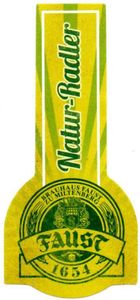 Drink Label: Faust Radler (Brauerei Faust OHG, Germany, Federal ...