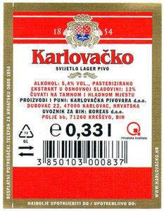 Drink Label: Karlovacko (Karlovacka Pivovara, CroatiaCol:HR-BEER-000052