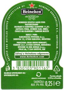 Drink Label: Heineken (Karlovacka Pivovara, CroatiaCol:HR-BEER-000057
