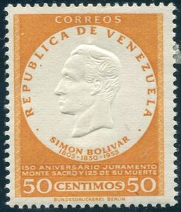 Selo: Simón Bolívar (Venezuela(Oath of Sacred Mount, 150th;Simon Bolivar, 125th death Anniv) Mi ...