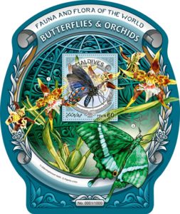 우표: Fauna and Flora of the World - Butterflies and Orchids (몰디브(Fauna ...