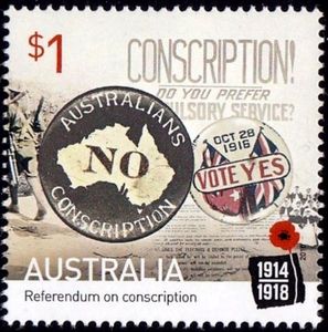 Stamp: Referendum on Conscription (Australia(Centenary of World War I ...