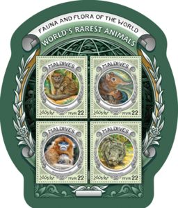 Timbru: Fauna and Flora of the World - World's Rarest Animals (Maldive ...