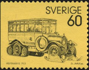 Stamp: Mail bus in Kalix, 1923 (Sweden(Mail coaches) Mi:SE 790Dl,Sn:SE ...