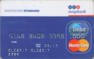 Bank Card: MasterCard Debit (Megabank, UkraineCol:UA-MC-0517