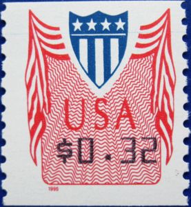 Stamp: Flag and Shield CVP horizontal coil stamp (United States of ...
