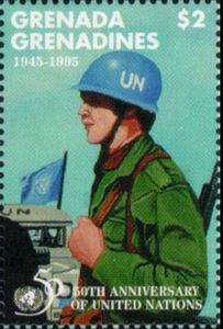 Stamp: Member of UN Peacekeeping Force (Grenada Grenadines(50th ...