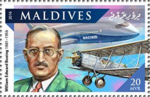 Stamp: William Edward Boeing (1881-1956) (Maldives(William Boeing, 60th ...