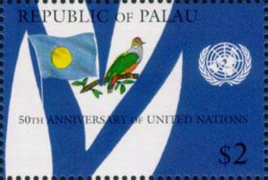 Stamp: UN50 - Flag and Bird (Palau(50th Anniversary of United Nations ...