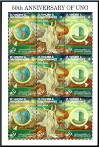 Stamp: UN50 Mini Sheet (Saint Vincent and The Grenadines(50th ...