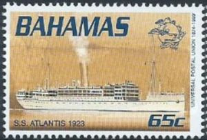 Stamp: SS Atlantis, 1923 (Bahamas(125th Anniversary of Universal Postal ...