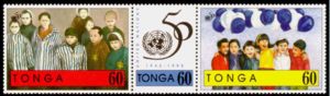 Stamp: UN50 (Tonga(50th Anniversary of United Nations and End of WWII ...