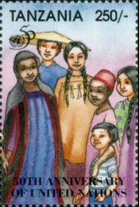 Stamp: UN50 Group of People 3 (Tanzania(50th Anniversary of United ...