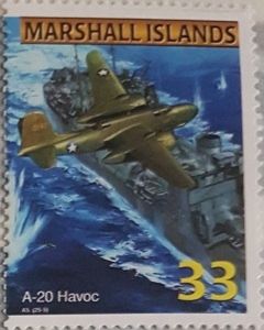Stamp: A-20 Havoc (Marshall Islands(Legendary Aircraft - 1999) Mi:MH 1185,Sn:MH 708e,Yt:MH 1137 ...