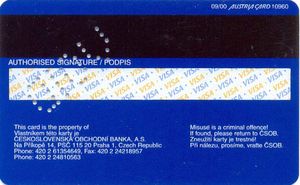 Bank Card: CSOB - Cosmos 2 (ČSOB, Czech Republic) Col:CZ-VI-0190