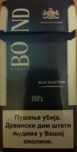 Paquete de Cigarrillos: Bond Street Blue Selection 100`S (SerbiaCol:RS ...