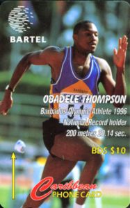 Phonecard: Obadele Thompson (Bartel (Cable & Wireless), Barbados(GPT ...