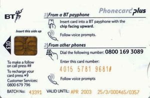Phonecard: Phonecard Plus – 2nd.Issue:Grey – Value on Reverse (British ...