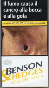 Cigarette Pack: Benson & Hedges Yellow 100's (Italy(Benson & Hedges ...