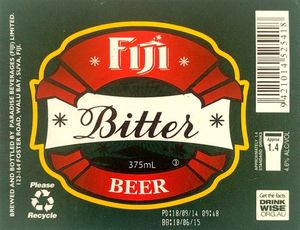 Dryckesetikett: Fiji Bitter Beer (Paradaise Beverages Limited., FijiCol ...