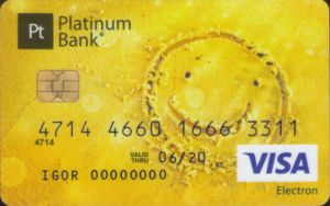 Bank Card: Visa Electron (Platinum Bank, UkraineCol:UA-VE-0469.02