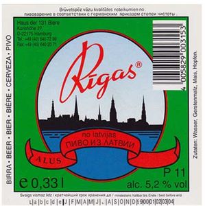 Drink Label: Rigas - Hamburg (Brouwerij Huyghe, BelgiumCol:BE-BEER-015314
