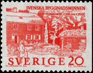 Stamp: Hammarby, Home of Carl von Linne (Linnaeus) (Sweden(Buildings ...