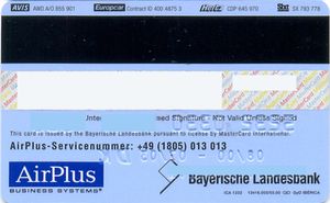 Bank Card: AirPlus MC 00 (Bayerische Landesbank, Germany, Federal ...