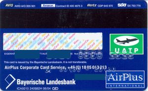 Bank Card: AirPlus MC 04 (Bayerische Landesbank, Germany, Federal ...