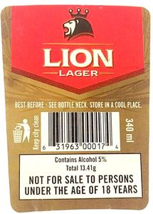 Drink Label: Lion Lager (Delta Beverages, ZimbabweCol:ZW-BEER-000006