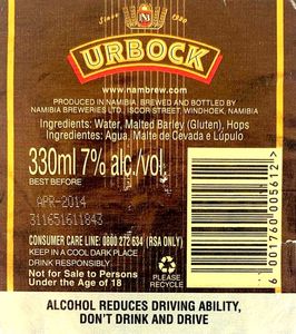 Drink Label: Urbock (Namibian Breweries, NamibiaCol:NA-BEER-000012