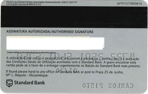 Bank Card: Standard Bank - Debito (Standard Bank, MozambiqueCol:MZ-VI-0003