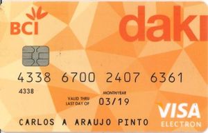 Bank Card: BCI daki (Bci, MozambiqueCol:MZ-VE-0004
