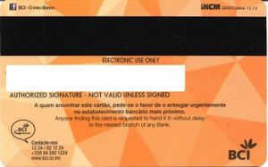 Bank Card: BCI daki (Bci, MozambiqueCol:MZ-VE-0004