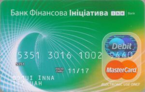 Bank Card: MasterCard Debit (Financial Initiative, UkraineCol:UA-MC-0559