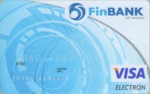 Bank Card: Visa Electron (Finbank, UkraineCol:UA-VE-0453.02
