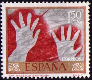 Stamp: Hands, El Castillo (Santander) (Spain(Stamp Day 1967: Cave ...