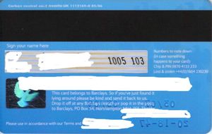 Bank Card: BARCLAYS - Connect (Barclays Bank, United Kingdom of Great ...