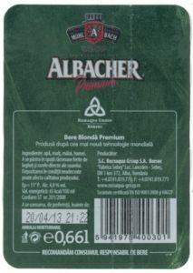 Drink Label: Albacher (Romaqua Group S.A. Borsec, RomaniaCol:RO-BEER-000129