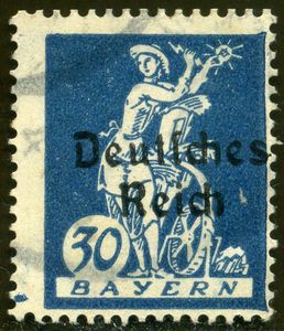 Stamp: Stamps of Bavaria overprinted Deutsches Reich (German Realm ...