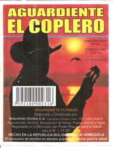 Drink Label: Aguardiente El Coplero (Destilerias Unidas, S.A ...